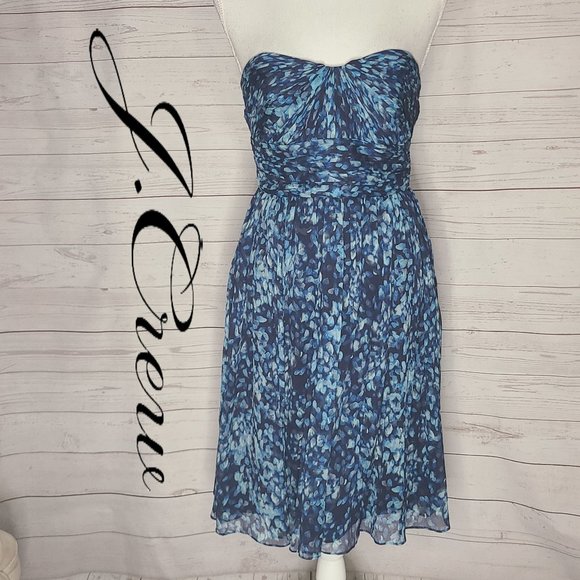 J. Crew | Dresses | Jcrew Marbella Watercolor Royal Shadow Silk Chiffon ...